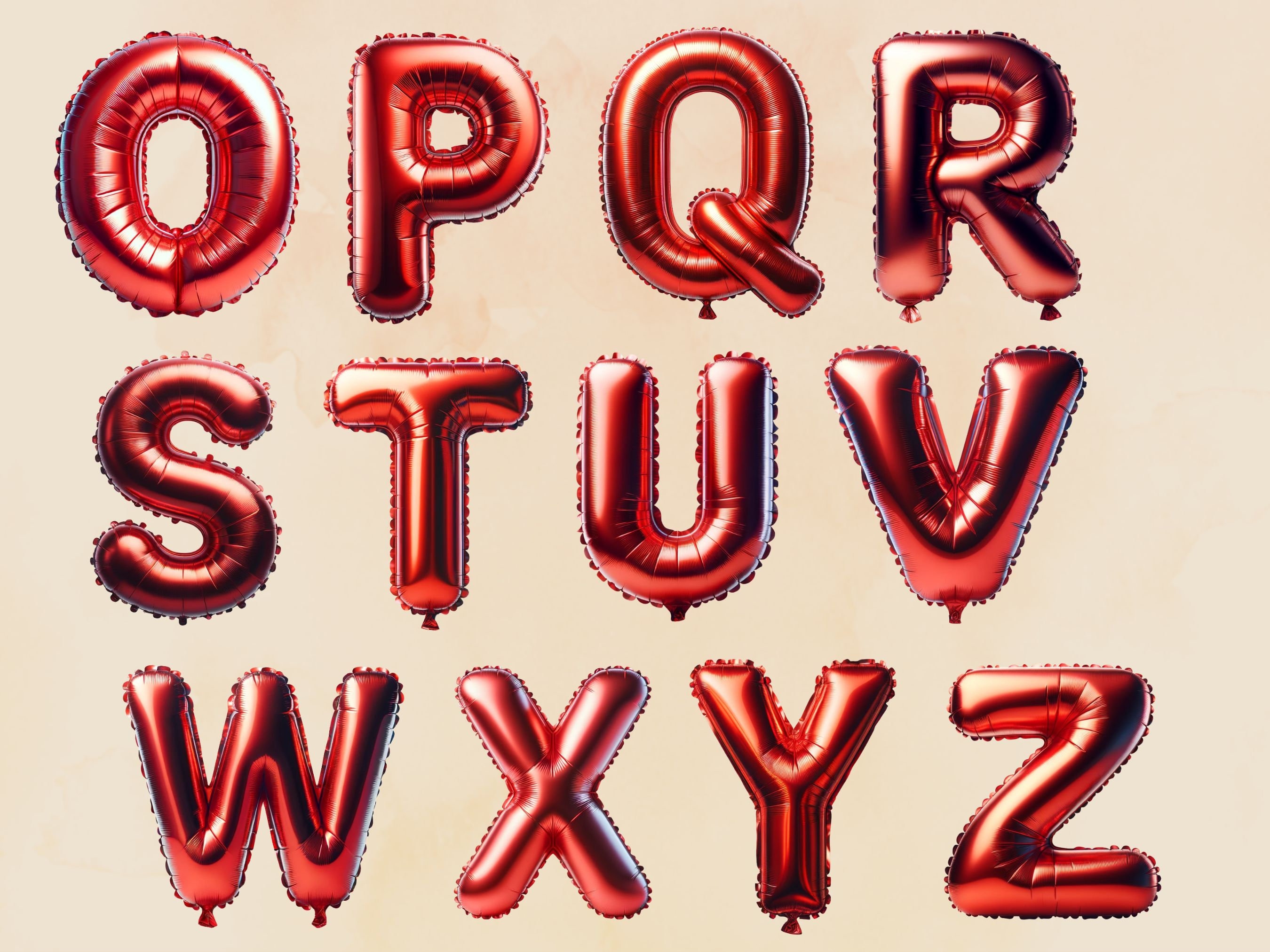 Red Foil Balloons Clipart Foil Balloon Alphabet Number - Etsy