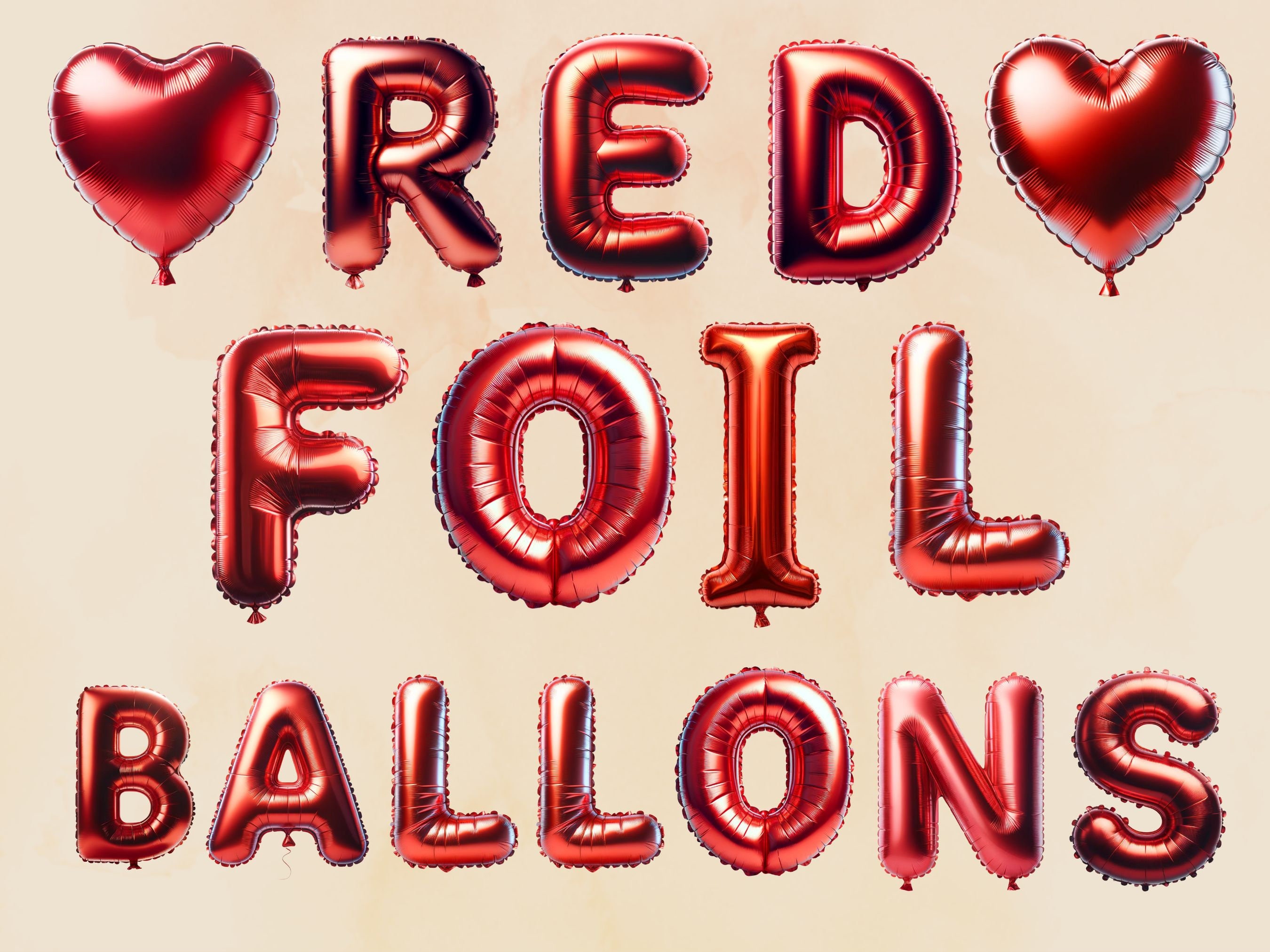Red Foil Balloons Clipart Foil Balloon Alphabet Number - Etsy