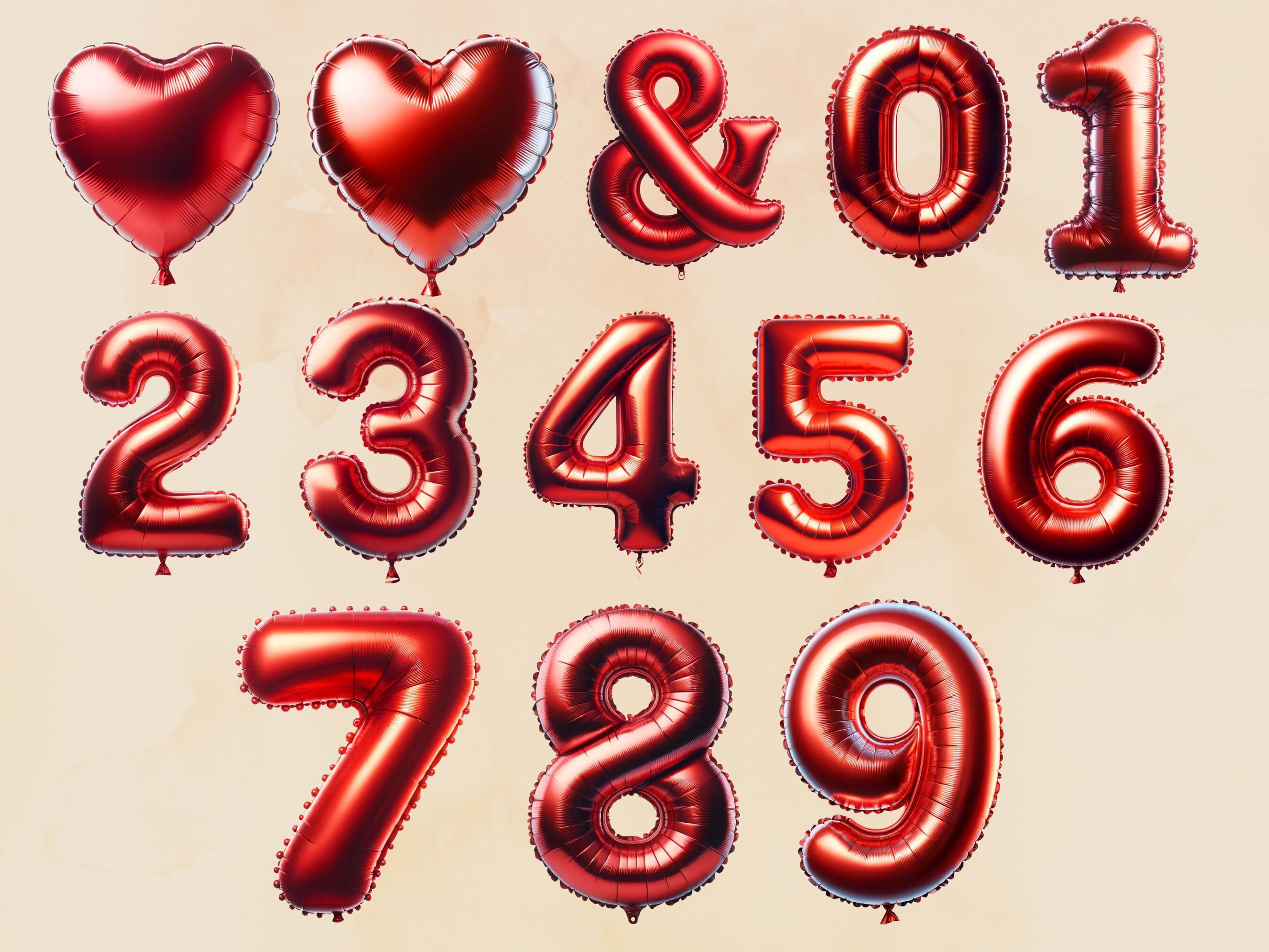 Red Foil Balloons Clipart Foil Balloon Alphabet Number - Etsy