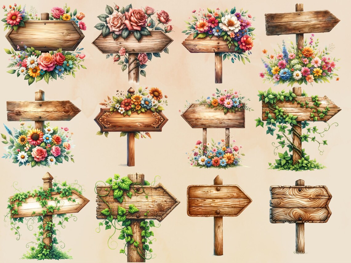 Wooden Sign Boards Clipart Rustic Wood Signs Sign Boards - Etsy