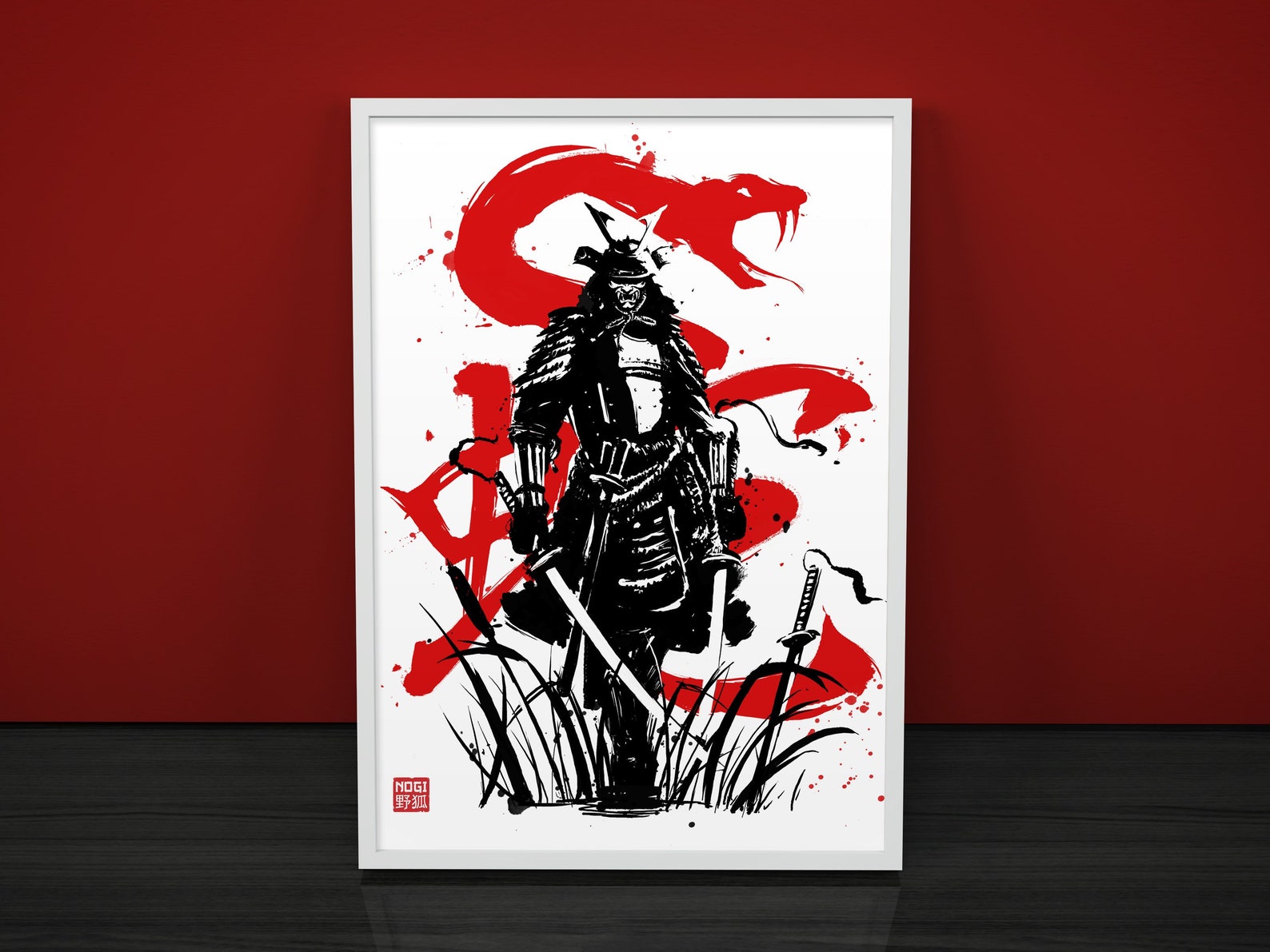 Snake Warrior Katana Samurai Poster 30x40cm Japanese Art Wall ...