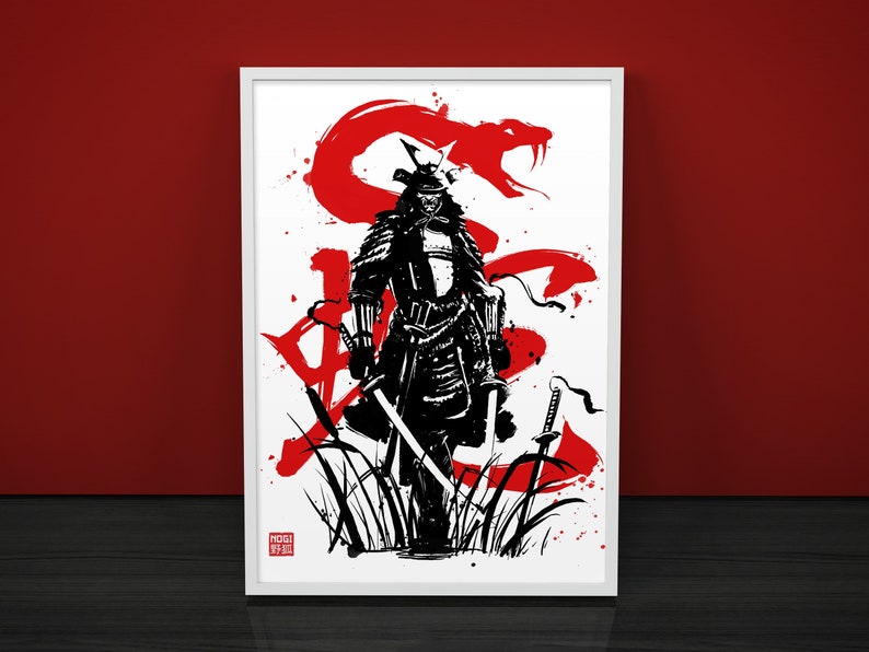 Snake Warrior Katana Samurai Poster 30x40cm Japanese Art Wall ...