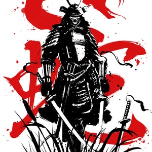 Snake Warrior Katana Samurai Poster 30x40cm Japanese Art Wall ...