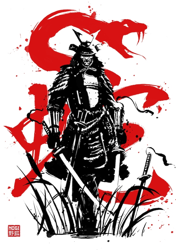 Snake Warrior Katana Samurai Poster 30x40cm Japanese Art - Etsy