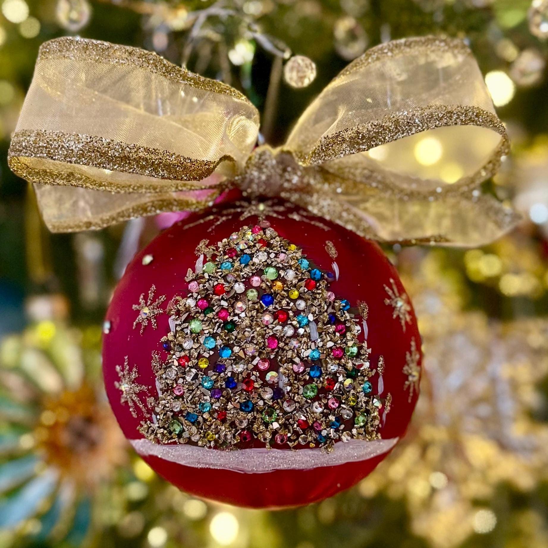 Handpainted Raspberry 4” Glass Christmas Tree Ornament, With Sparkling ...