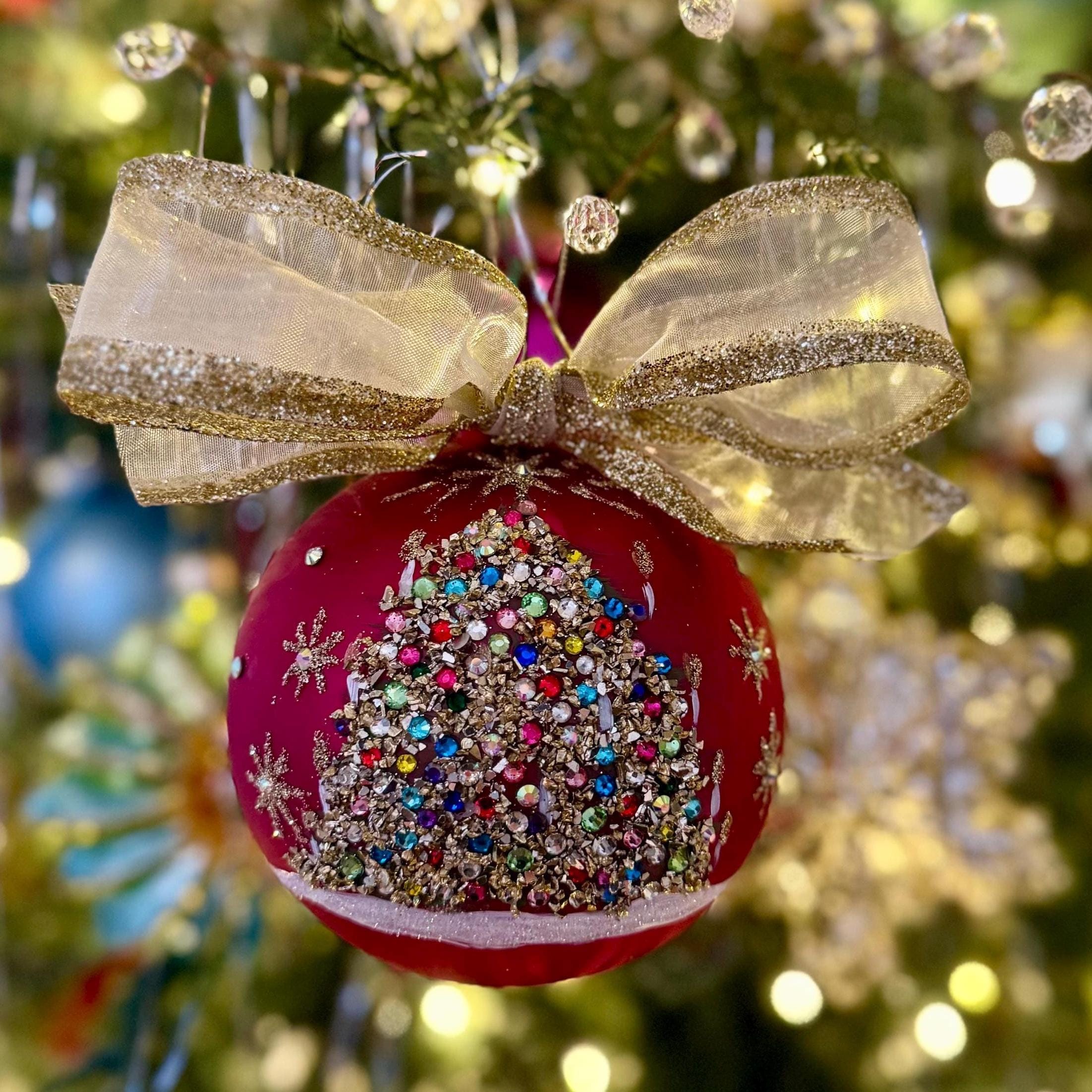 Handpainted Raspberry 4” Glass Christmas Tree Ornament, With Sparkling ...