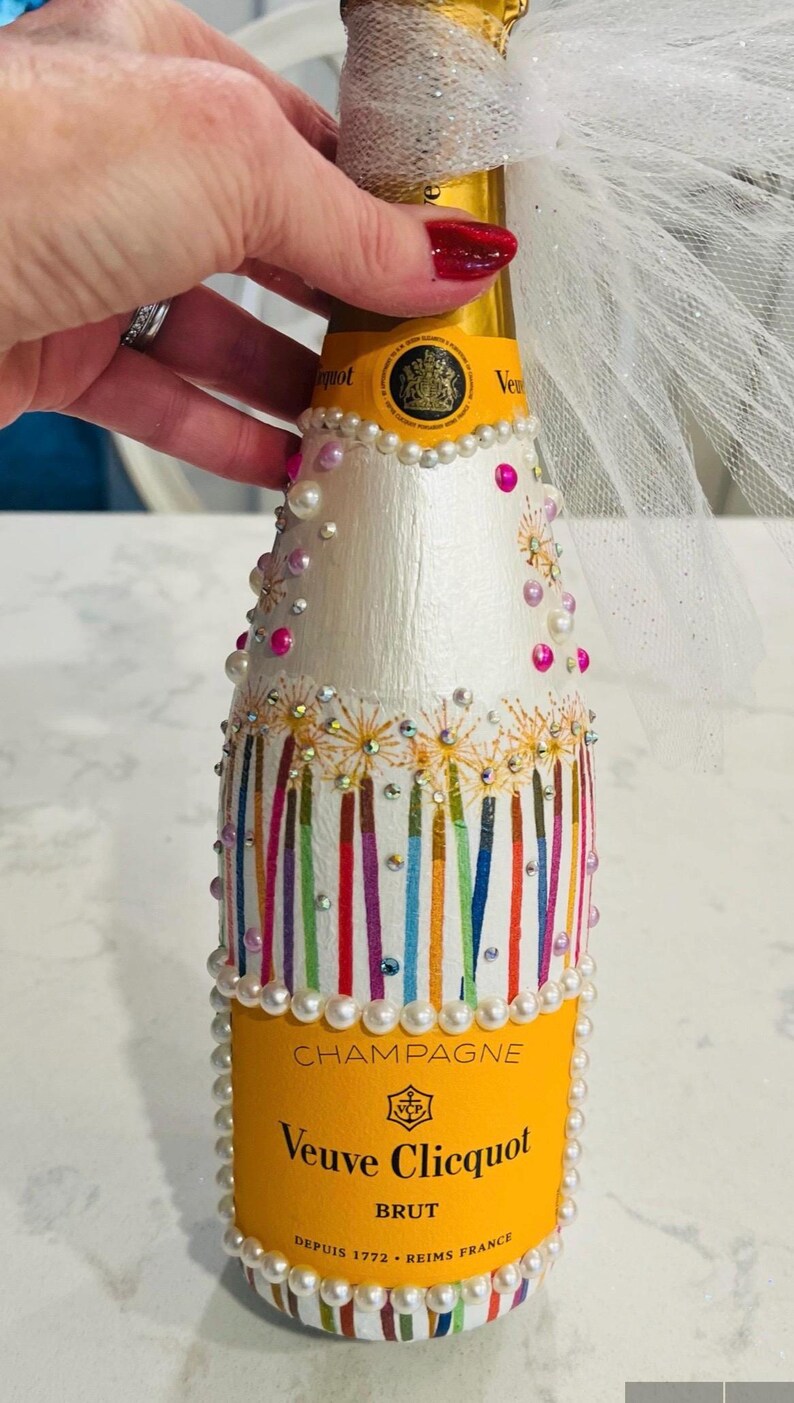 Fabulous Hand Painted and Decorated Veuve Champagne Bottle, Custom ...