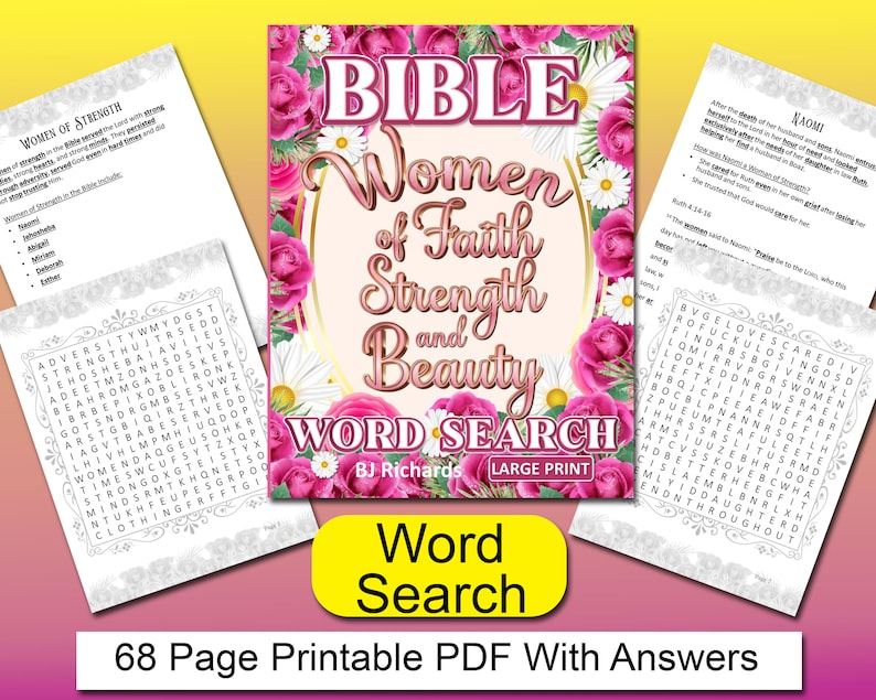 Printable Word Search Christian PDF Bible Women Instant Downland Adults ...