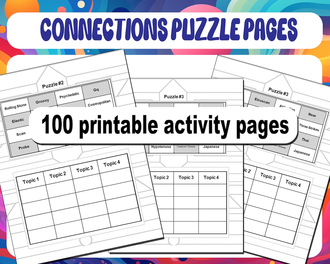 Connections Puzzle Printable | Activity Pages | Worksheets | Word ...
