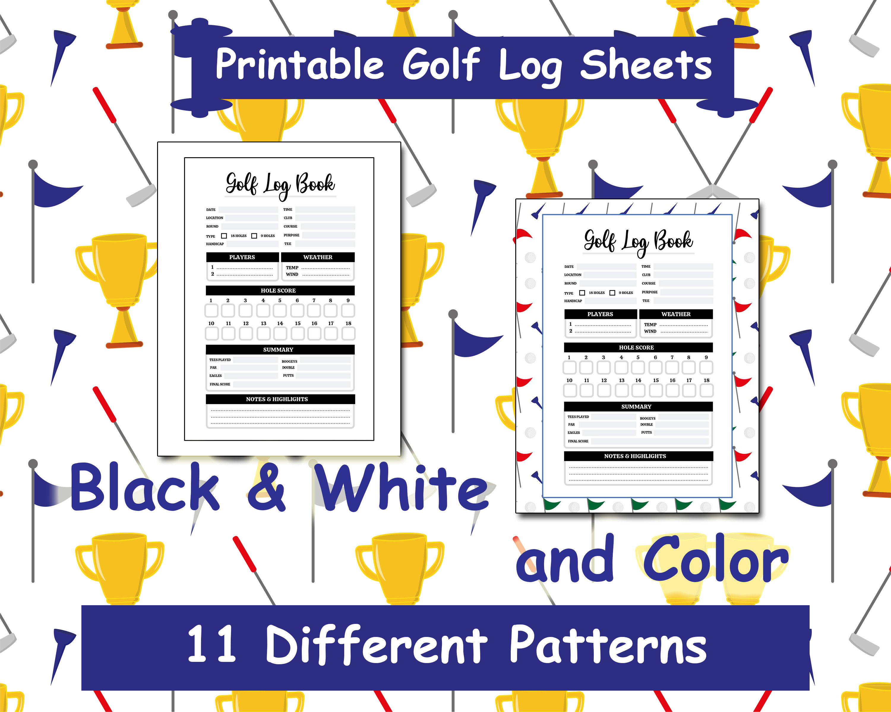 Printable Golf Log Sheets | Golf Score Tracker | Instant Download ...