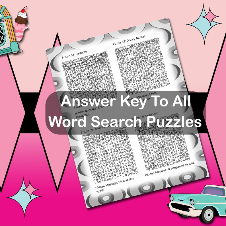 Printable Word Search | Fabulous 50's Set 4| PDF Game| 20 Puzzles ...