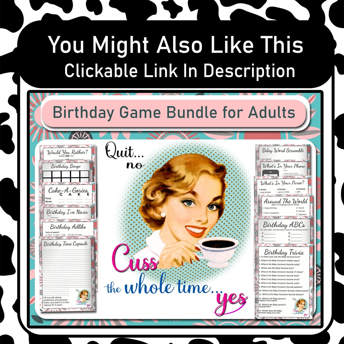 Adult Birthday Game Bundle Printable PDF 12 Games Word Scramble Instant ...