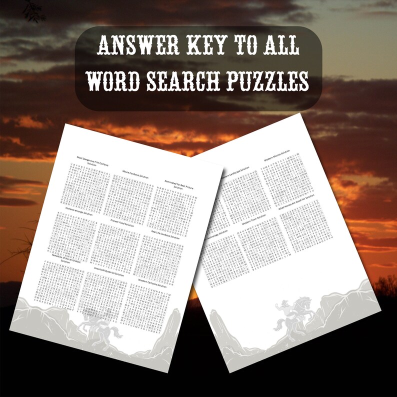 Hollywood Cowboy Printable Word Search PDF Game | Set 3 | 20 Puzzles ...