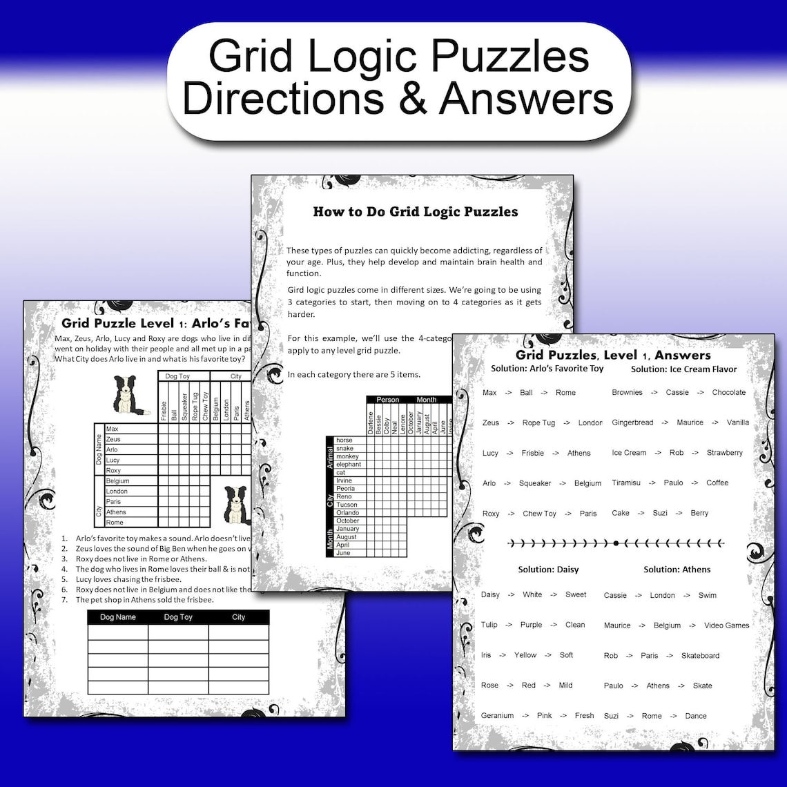 Printable Logic Puzzles | Brain Games for Adults & Seniors (PDF) - Etsy