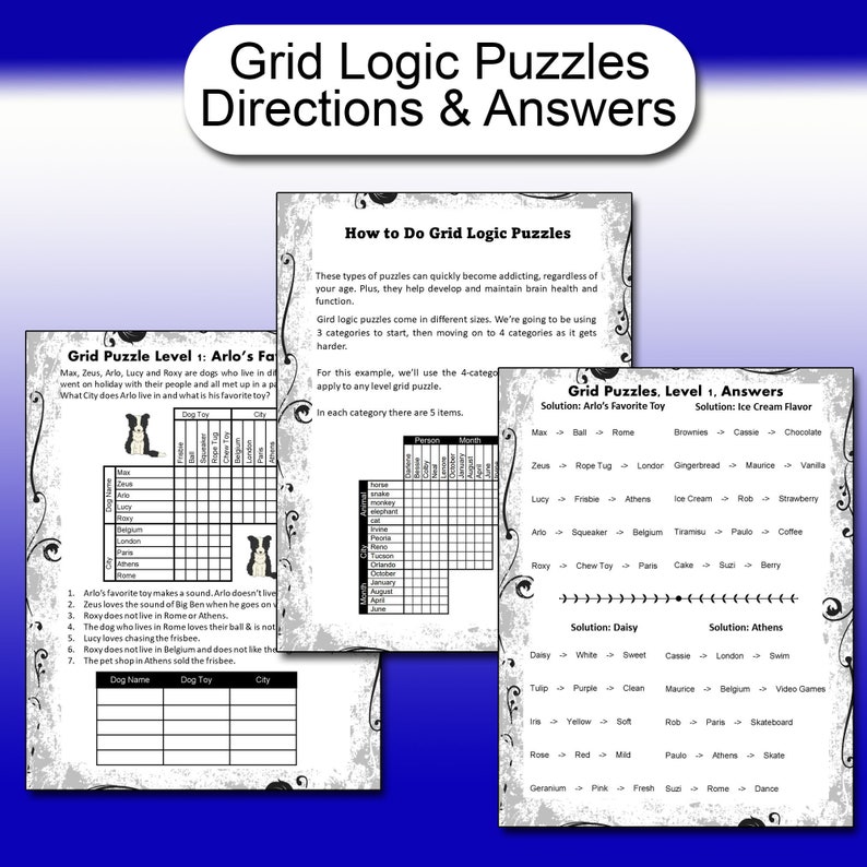 Printable Logic Puzzles PDF | Easy | Brain Development| Memory Boosting ...