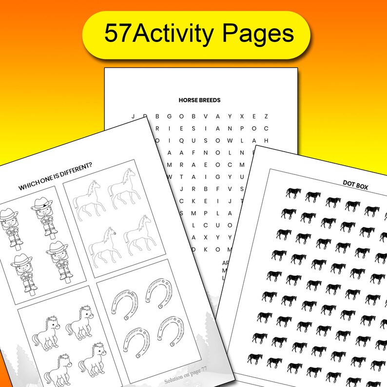 Horse Activity Book for Kids | Fun Learning (PDF) - Etsy Australia