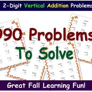 Addition Worksheets, Ages 7-9 | Printable Fall Theme Double Digit Add ...