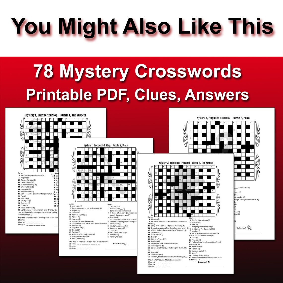 100 Printable Word Search Puzzles | Adults Teens | Mystery Themed ...