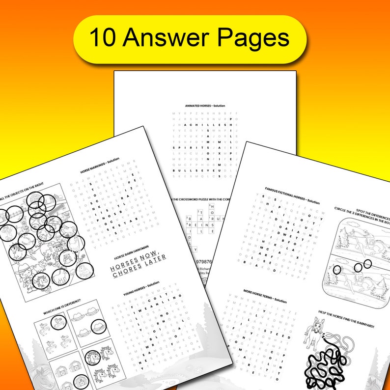 Printable Activity Sheets Horse Theme PDF Book for Kids - Etsy Australia