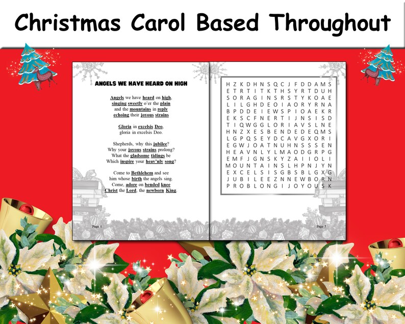 Printable Word Search Christmas Carols Word Find Puzzles Adults Seniors ...