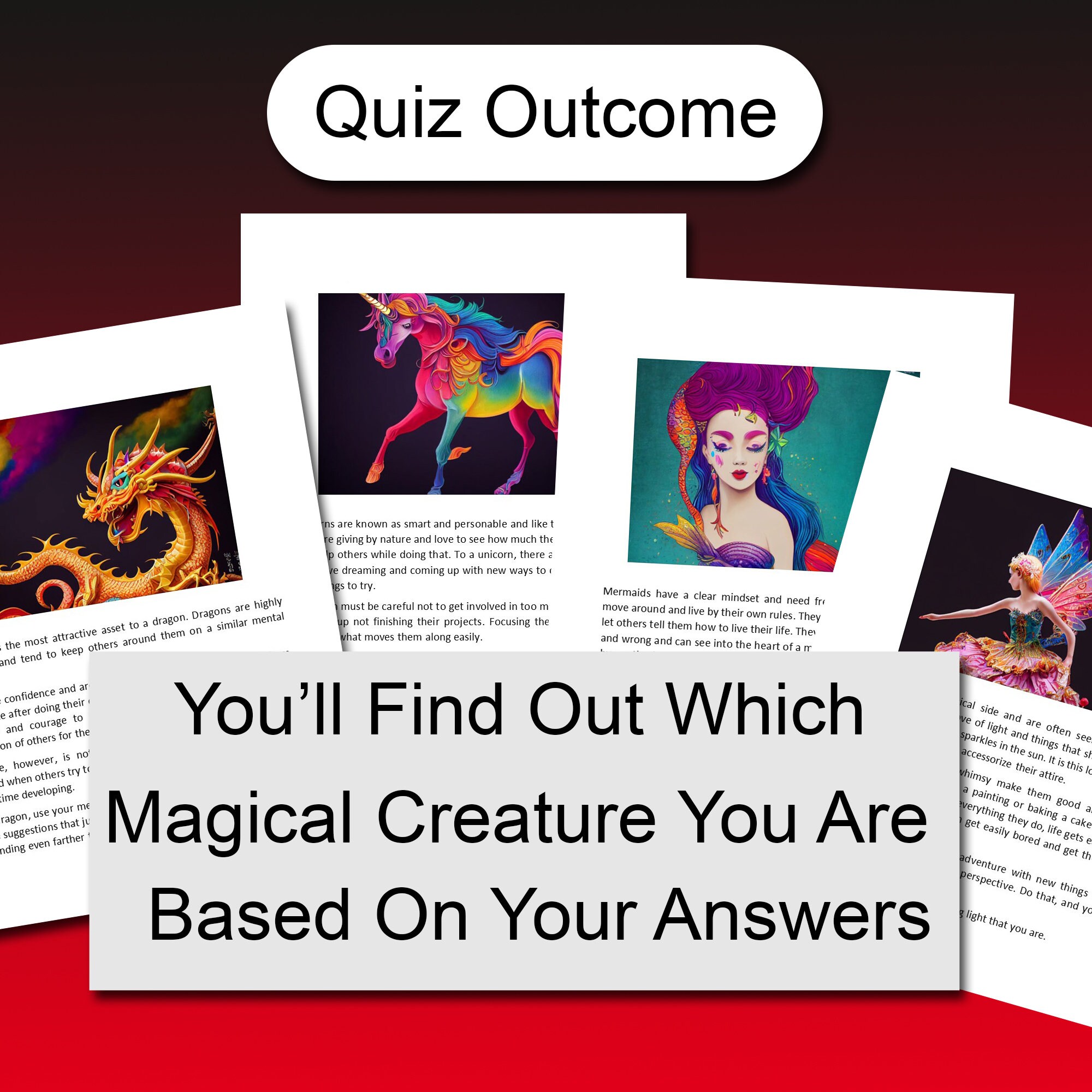 Magical Creature Quiz | Mermaid, Dragon, Unicorn, Fairy (digital ...