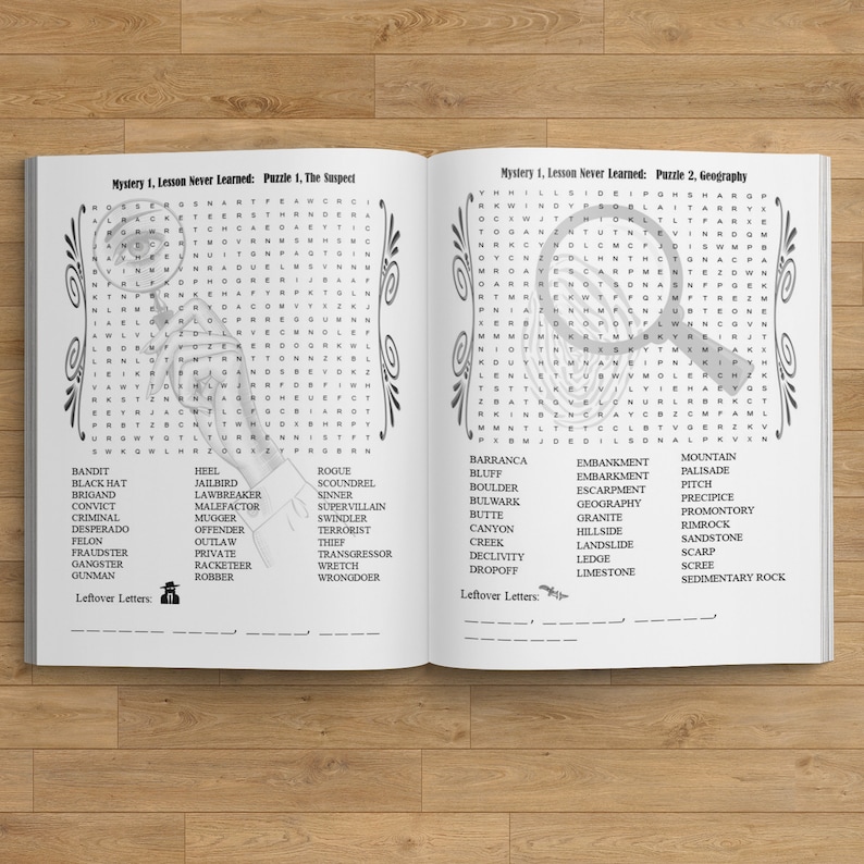 100 Printable Word Search Puzzles | Adults Teens | Mystery Themed ...