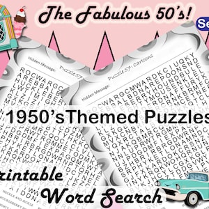 Printable Word Search | Fabulous 50's Set 4| PDF Game| 20 Puzzles ...