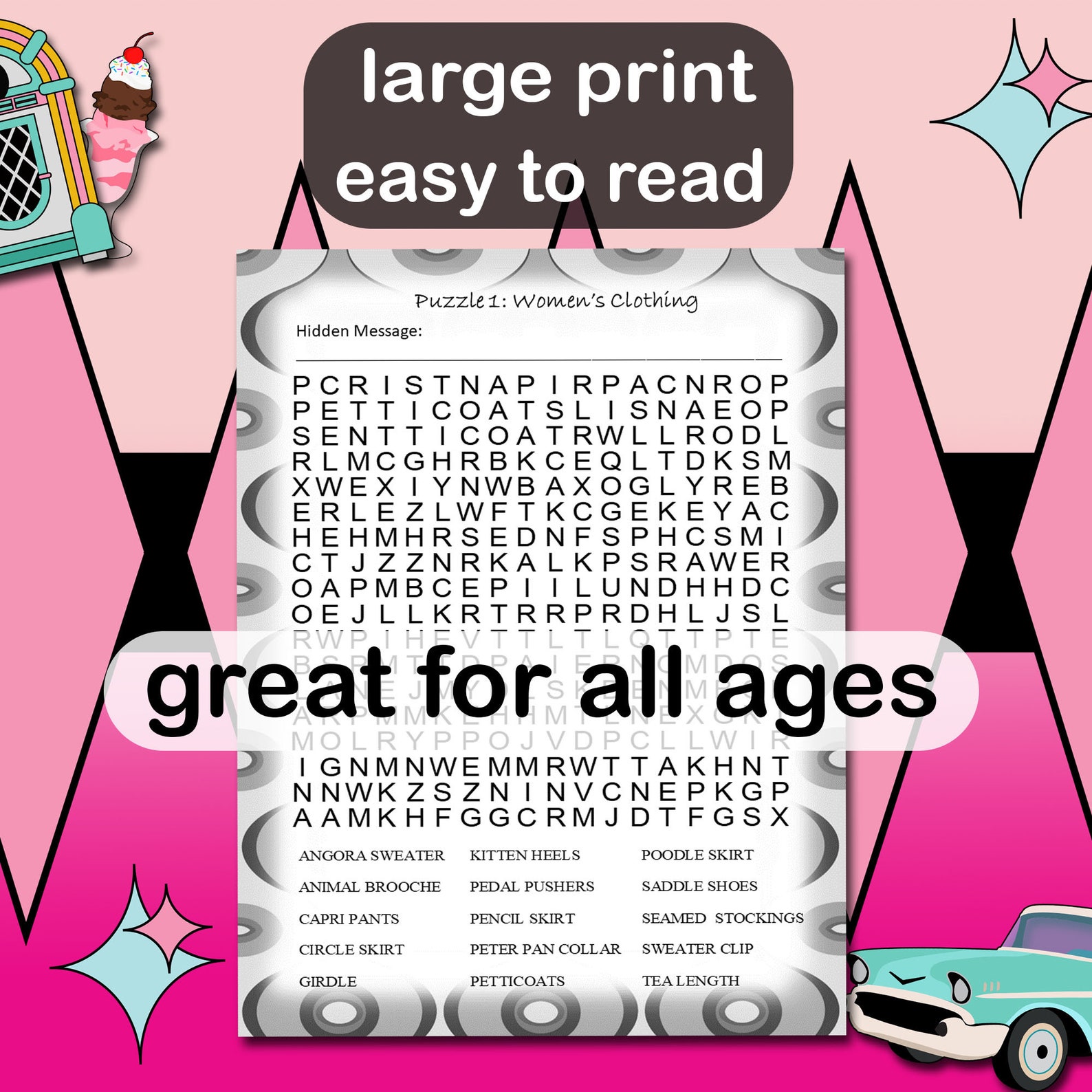1950s Word Search | Baby Boomer Retro | 20 Printable Puzzles & Answers ...