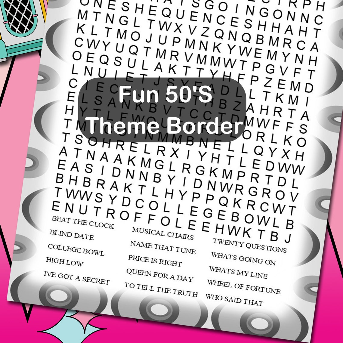 Printable Word Search | Fabulous 50's Set 4| PDF Game| 20 Puzzles ...