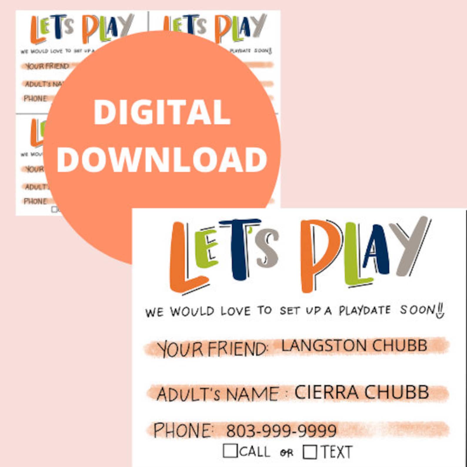 Play Date Card Play Date Printable Summer Play Date Schools - Etsy