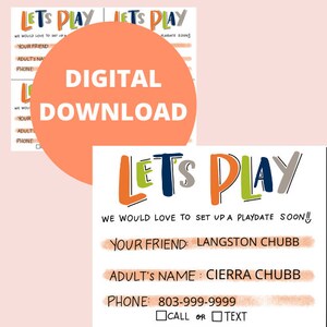 Play Date Card, Play Date Printable, Summer Play Date, Schools Out Card ...