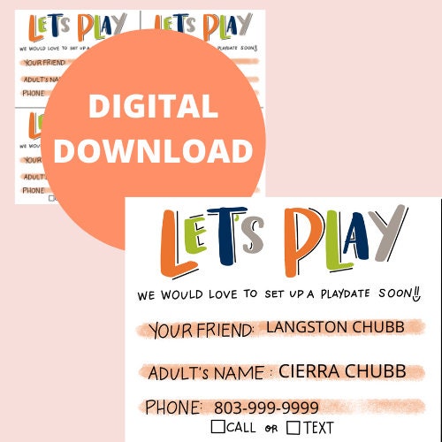 Play Date Card Play Date Printable Summer Play Date Schools - Etsy