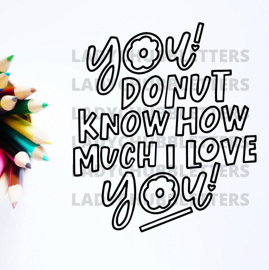Donut Printable, Donut Coloring Sheet, Handlettered Coloring Page ...