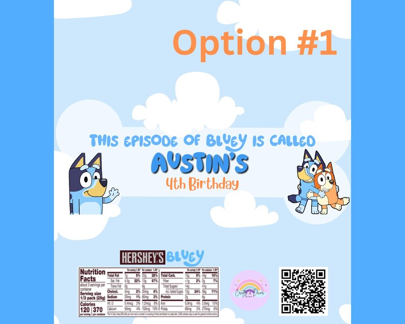 Bluey and Bingo Hershey Chocolate Bar - Etsy