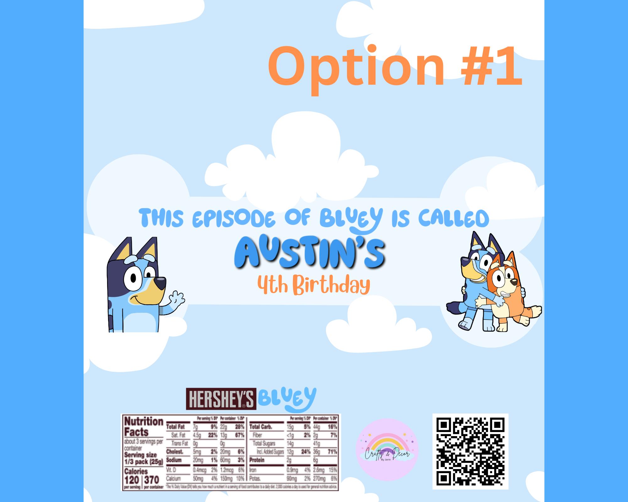 Bluey and Bingo Hershey Chocolate Bar - Etsy