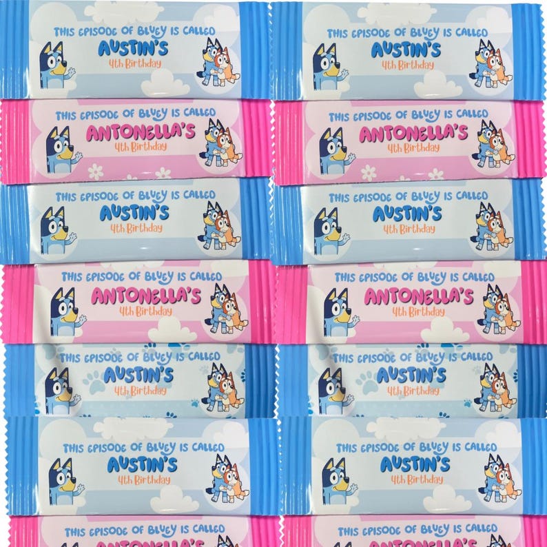 Bluey Birthday Candy Bar Wrappers | Personalized Party Favors - Etsy