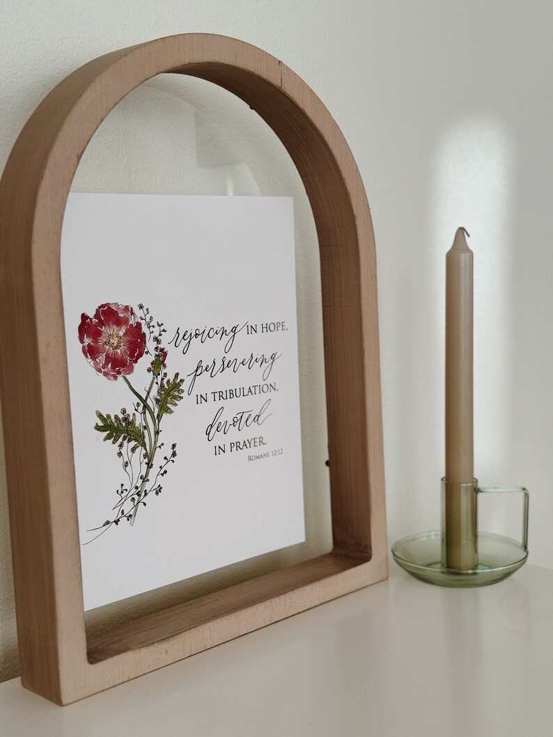 8x10 Romans 12:12 Calligraphy Font Watercolor Florals Print on Italian ...