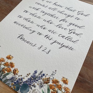 8x10 Romans 8:28 Calligraphy Print on Italian Cotton Paper - Etsy
