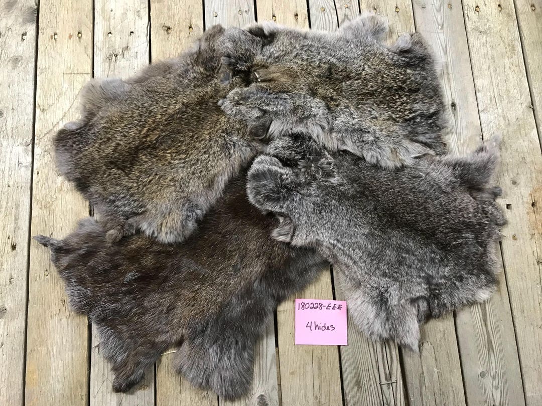 Lot of 4 Assorted Rabbit Hides- as Shown- Natural Rabbit Fur- No ...
