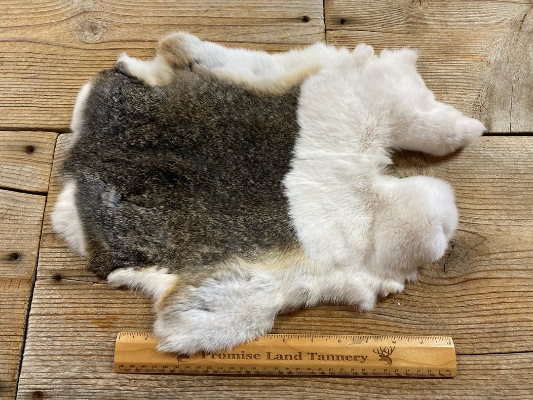 Tortoise and White Dutch Rabbit Hide - One Average - Natural Rabbit Fur ...