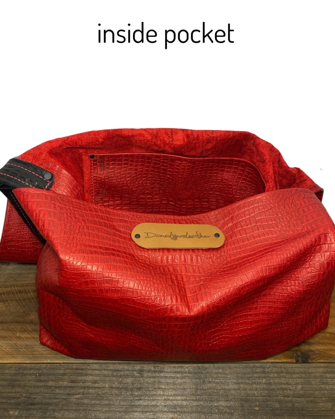 Berry Red Leather Slouch Bag, Custom Leather Purse, Alligator Bag, Red ...