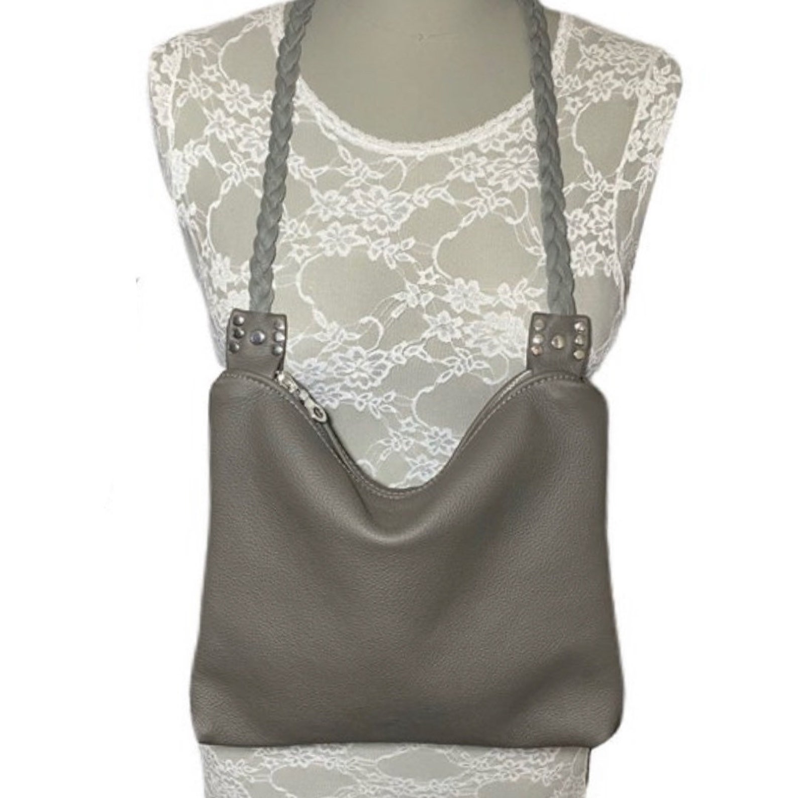 Soft Leather Bag, Gray Leather Purse, Gray Shoulder Bag, Leather Purse ...