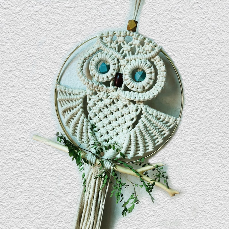 Hand-woven Owl Large White Pure Cotton Macrame Wall Hanging / - Etsy