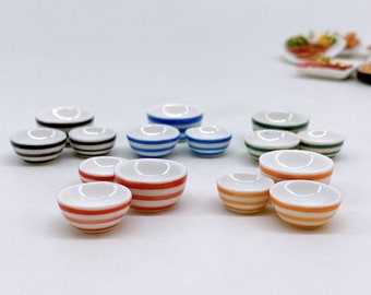 5 pieces Miniature Ceramic Dish and Bowl Dinner set Miniature | Etsy