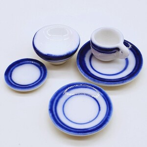 5 Pieces Miniature Ceramic Dish and Bowl Dinner Set, Miniature Sweet ...