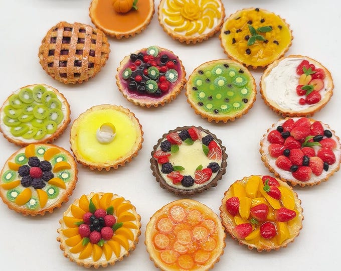 15 Miniature Food Tarts: Dollhouse Bakery Pies (25 Mm.) - Etsy