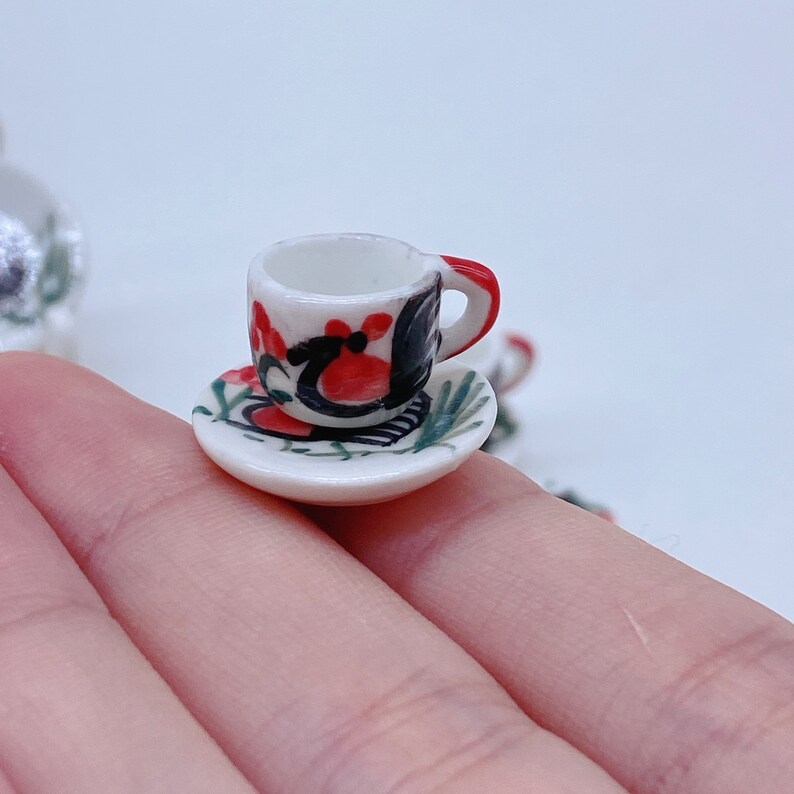 5 Set Miniature Ceramic Cup Bantam Paint With Saucer - Etsy