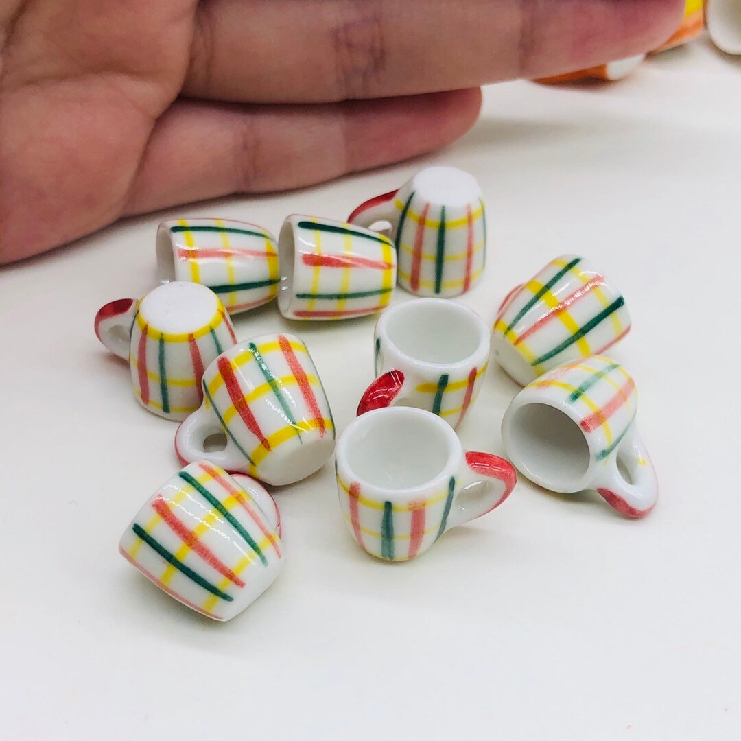 Miniature Ceramic Cups and Dishes: 10 Piece Set - Etsy