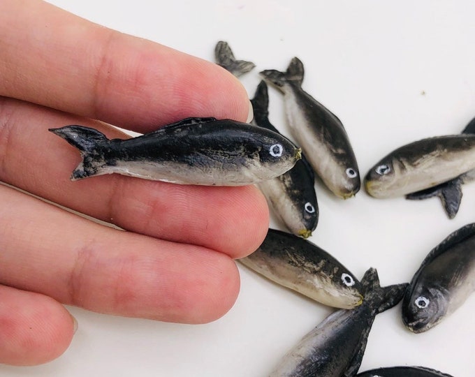 5 Miniature Tuna Fish: Handmade Clay Garden House Decor - Etsy