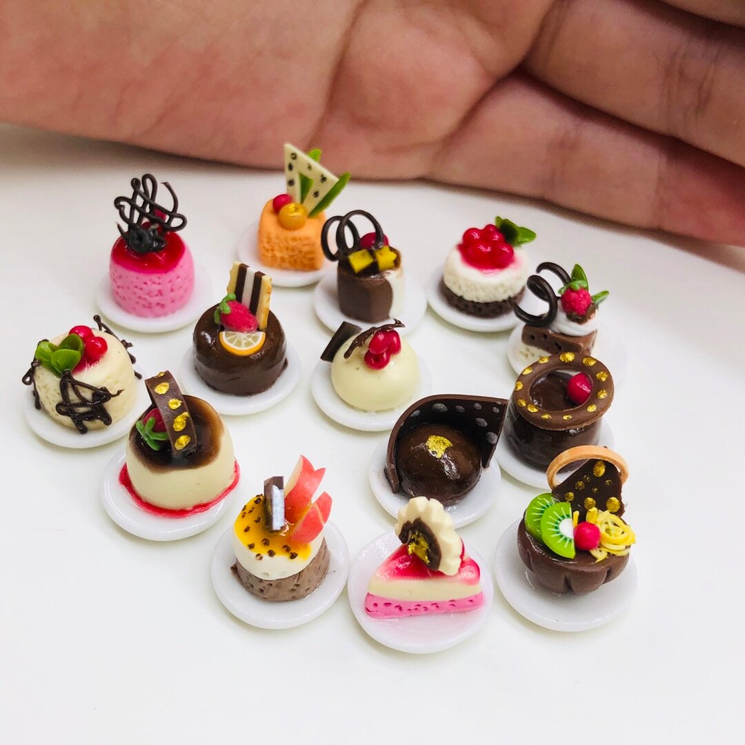 14 Pieces Miniature Mini Cake Mixed Pattern, Miniature Cake for Doll's ...